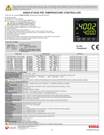 ENDA ET4430 PID Temperature Controller Manual | Manualzz