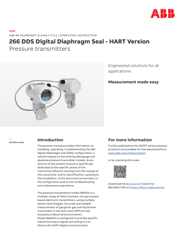 ABB 266 DDS Manual: Pressure Transmitter Instructions | Manualzz