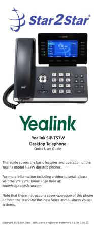 Yealink SIP-T57W Quick Start Manual | Manualzz