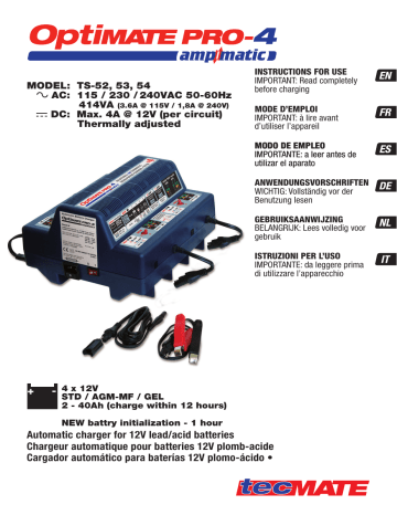 Optimate Pro-4 ampmatic TS-52 Manual | Manualzz