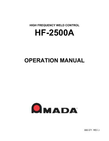 Amada HF-2500A High Frequency Weld Control Manual | Manualzz