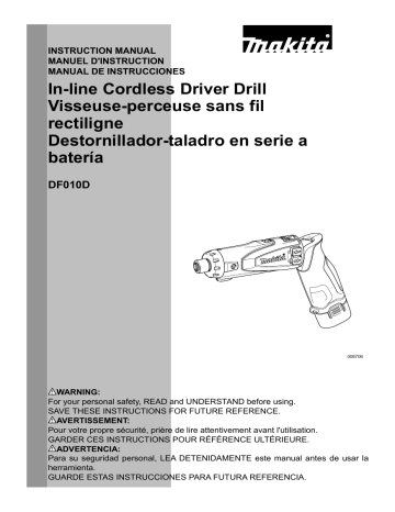 Makita DF010D Instruction Manual | Cordless Driver Drill Instructions ...