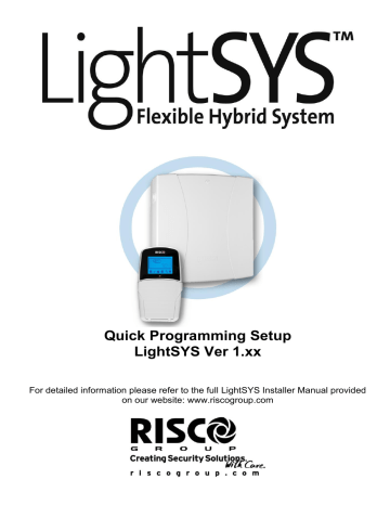 Risco LightSYS Quick Programming Manual | Manualzz