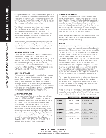 ArchiTech PRO Series In-Wall Speaker Installation Manual | Manualzz