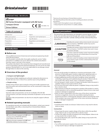 Oriental motor Alpha Step AZ Series Manual | Manualzz