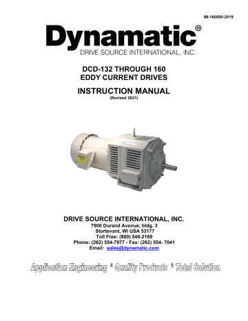 Dynamatic DCD-160 Instruction Manual - Adjustable Speed Drive | Manualzz