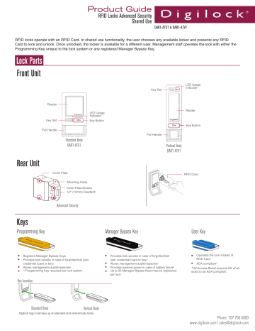 Digilock DAR1-ATS1 Manual: Shared Use RFID Lock | Manualzz