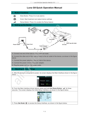 3B Medical LUNA II Quick Operation Manual | Manualzz