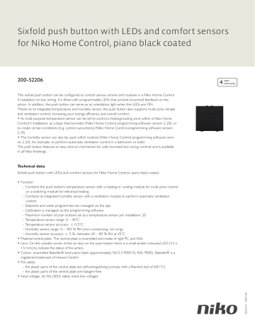 Niko 200-52206 Sixfold Push Button with LEDs and Comfort Sensors Manual ...