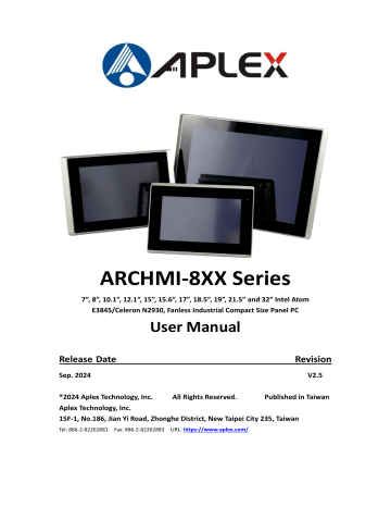Aplex ARCHMI-821R/P/H HMI User Manual | Manualzz