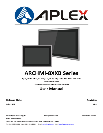 Aplex ARCHMI-818BP/R/H HMI User Manual | Manualzz