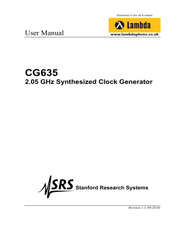 CG635 Synthesized Clock Generator User Manual - Stanford Research ...