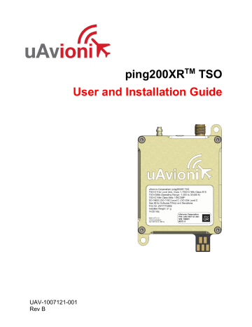 uAvionix ping200XR TSO Manual - User and Installation Guide | Manualzz