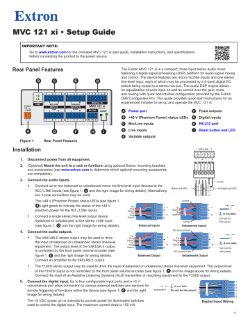 Extron MVC 121 xi Setup Guide: Installation & Operation | Manualzz