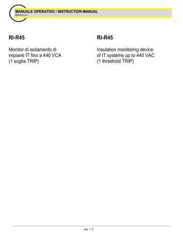 Contrel RI-R45 Insulation Monitoring Device Manual | Manualzz