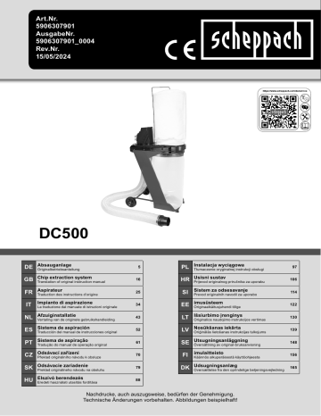Scheppach DC500 Absauganlage Anleitung | Manualzz