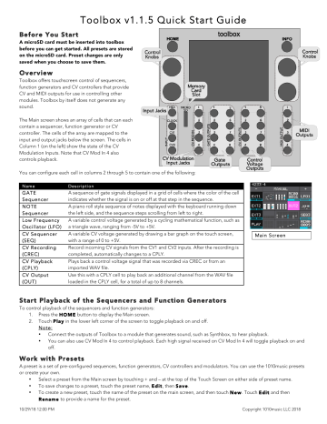 1010music Toolbox Quick Start Guide - Manual | Manualzz