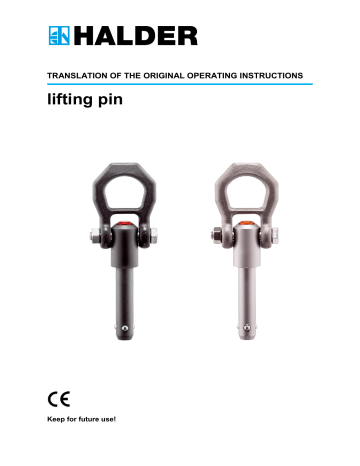 Halder lifting pins Operating Manual | Manualzz