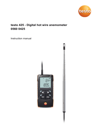TESTO Thermal anemometer, 425 Owner's Manual | Manualzz