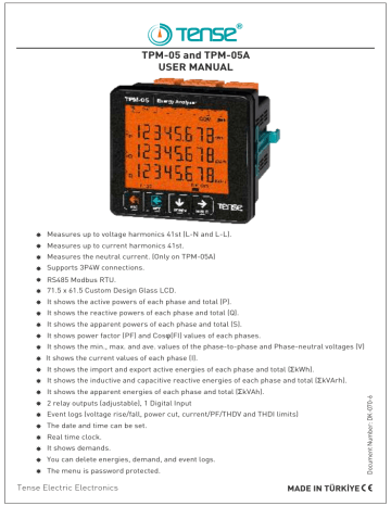 Tense TPM-05A Energy Analyzer User Guide | Manualzz