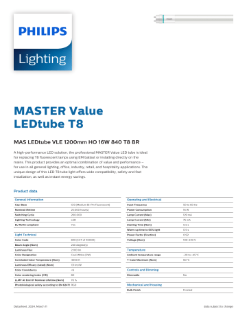 Philips T8 MASTER Value LED Tube User Guide | Manualzz