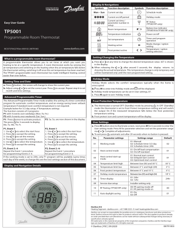 Danfoss TP5001B Programmable Thermostat User Guide | Manualzz