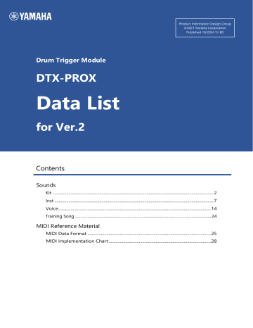 Yamaha DTX-PROX Data List for v2.00 | Manualzz