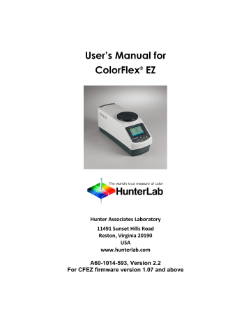 HunterLab ColorFlex EZ User Manual | Manualzz