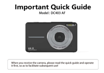 DC403 AF Digital Camera Quick User Guide | Manualzz