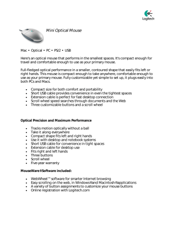 Mini Optical Mouse Product Details | Manualzz