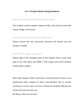 Chosure HDMI to VGA HDMI Adapter User Guide | Manualzz