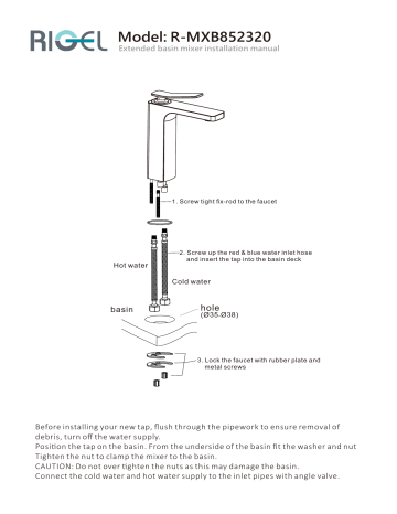Rigel MXB852320 Raised Basin Mixer Installation Manual | Manualzz