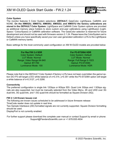FSI XM W-OLED Monitor Quick Start Guide | Manualzz