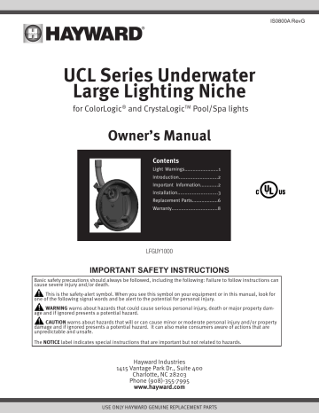Hayward LFGUY1000 UCL Owner's Manual | Manualzz