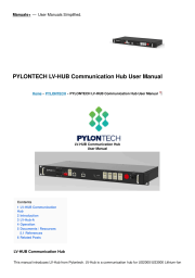 Pylontech LV-HUB - User manual, Product Manual