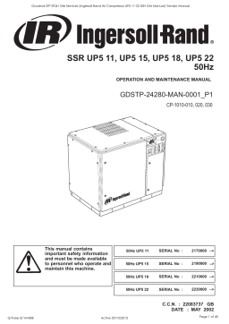 Ingersoll-Rand SSR UP5 22 - Operation And Maintenance Manual, User manual