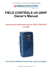 FIELD CONTROLS UV-28 - User manual, Owner's manual